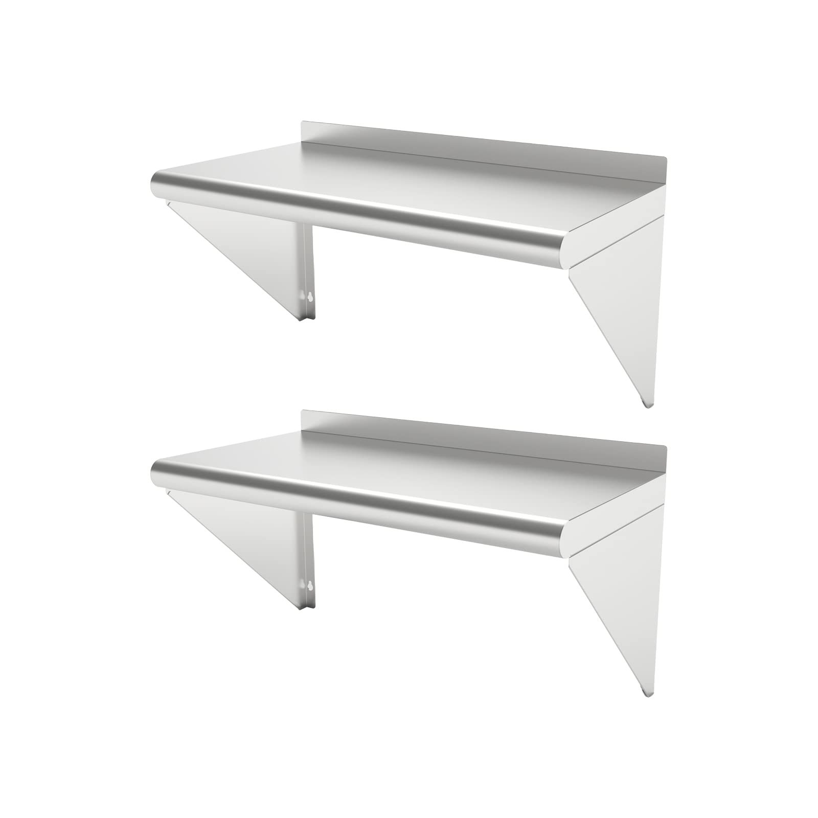 STEELBUS 12''x24'' - 2PACKS Wall Mounted Stainless Steel Shelf NSF Commercial Metal Wall Mount Floating Shelving for Kitchen, Restaurant, Food Truck,Garage,Home&Hotel