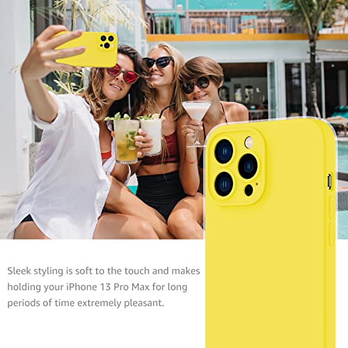 MCFANCE Silicone Magnetic for iPhone 13 Pro Max Case, Compatible with MagSafe, Full Camera Protection Shockproof Cover Soft Anti-Scratch Microfiber Lining for iPhone 13 Pro Max 6.7 inch 2021, Yellow