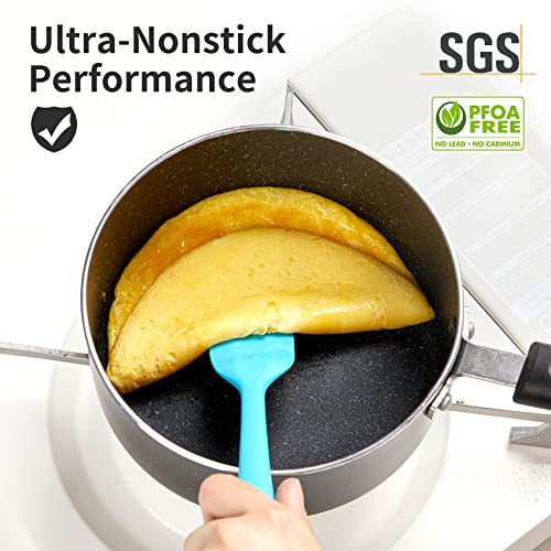 RATWIA 1 Quart Saucepan with Lid,Ultra Nonstick Sauce Pan 1Qt Small Pot with Glass Lid,Great for Home Kitchen Restaurant