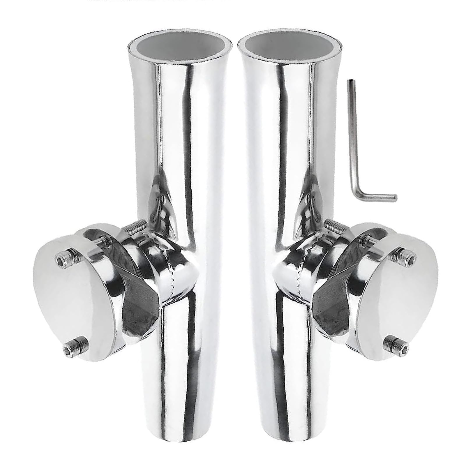 NovelBee 2pcs Boat Fishing Rod Holder,Stainless Tournament Style Clamp on Fishing Rod Pole Holder for Rails 1-1/4" to 2"