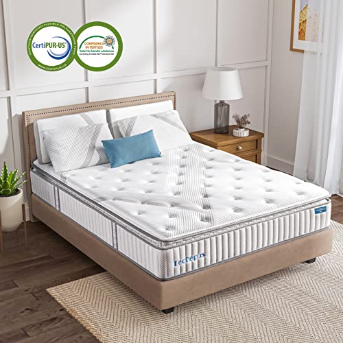 Lechepussleep Queen Mattresses,12 Inch Hybrid Mattress,Cooling Gel Memory Foam with Pocket Spring Mattress in Box for Pressure Relief and Balance Support, Medium Feel Mattress,CertiPUR-US Certified