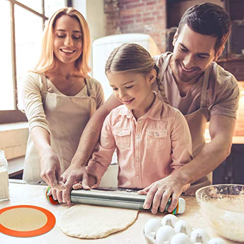 Round Silicone Baking Mats for 8 Inch Cake Pan, Food Grade, Non-Stick, Reusable Silicone Mat for Baking Pan for Bread/Tortilla/Macaron/Pastry/Pie/Bun or 9 Inch Pizza Pan, 2PCS
