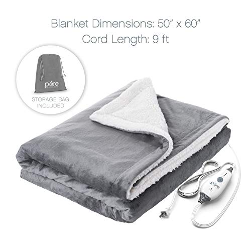 Pure Enrichment® WeightedWarmth™ - 2-in-1 Original Heated Weighted Blanket (50” x 60”) 13lbs, 4 InstaHeat™ Settings, BPA-Free Non-Toxic Glass Beads, Soft Micromink and Sherpa, with Storage Bag