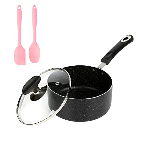 RATWIA 1 Quart Saucepan with Lid,Ultra Nonstick Sauce Pan 1Qt Small Pot with Glass Lid,Great for Home Kitchen Restaurant