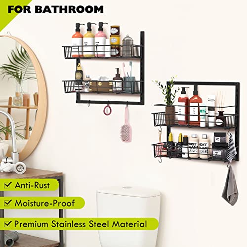 Mefirt Over The Door Pantry Organizer, Wall Mount Spice Rack, 6 Adjustable Baskets and Dual-use (Multi-use) Heavy-Duty Metal Hanging Seasoning Rack-Kitchen Organization,Bathroom,Closet, Cabinet,Cans