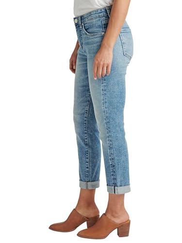 JAG Jeans Women's Petite Carter Mid Rise Girlfriend Jeans, Del Mar, 8 Petite