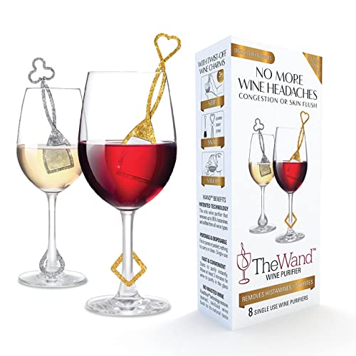 PureWine Silver & Gold Wand Technology Histamine and Sulfite Filter, Purifier Reduces Wine Allergies, Stir Stick Aerates Wine - Pack of 8