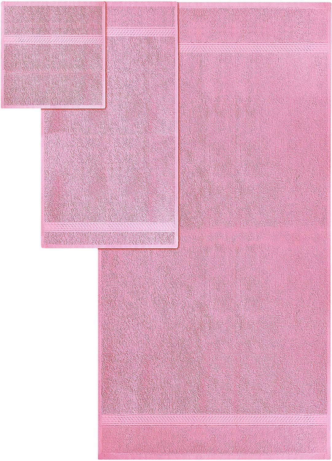 Simpli-Magic Bath Towels Set, 2 Bath Towels, 2 Hand Towels, and 6 Washcloths (10 Piece Set), Ring Spun Cotton Highly Absorbent Towels for Bathroom, Shower Towel (Pink)