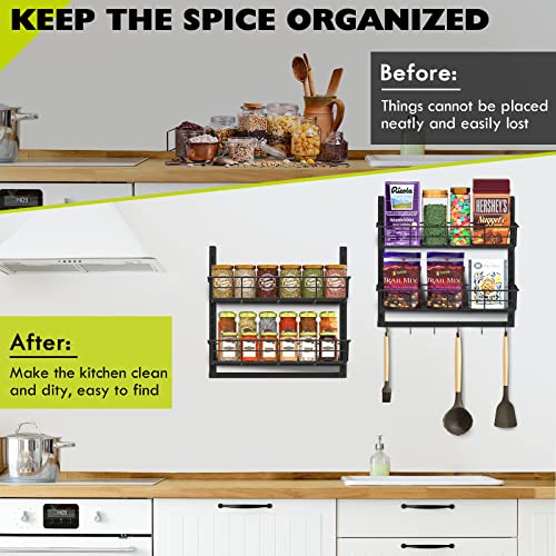 Mefirt Over The Door Pantry Organizer, Wall Mount Spice Rack, 6 Adjustable Baskets and Dual-use (Multi-use) Heavy-Duty Metal Hanging Seasoning Rack-Kitchen Organization,Bathroom,Closet, Cabinet,Cans