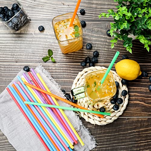 500 Pcs Colorful Disposable Drinking Plastic Straws.(0.23'' diameter and 8.26" long)-8 Colors
