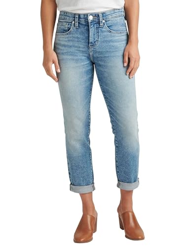 JAG Jeans Women's Petite Carter Mid Rise Girlfriend Jeans, Del Mar, 8 Petite