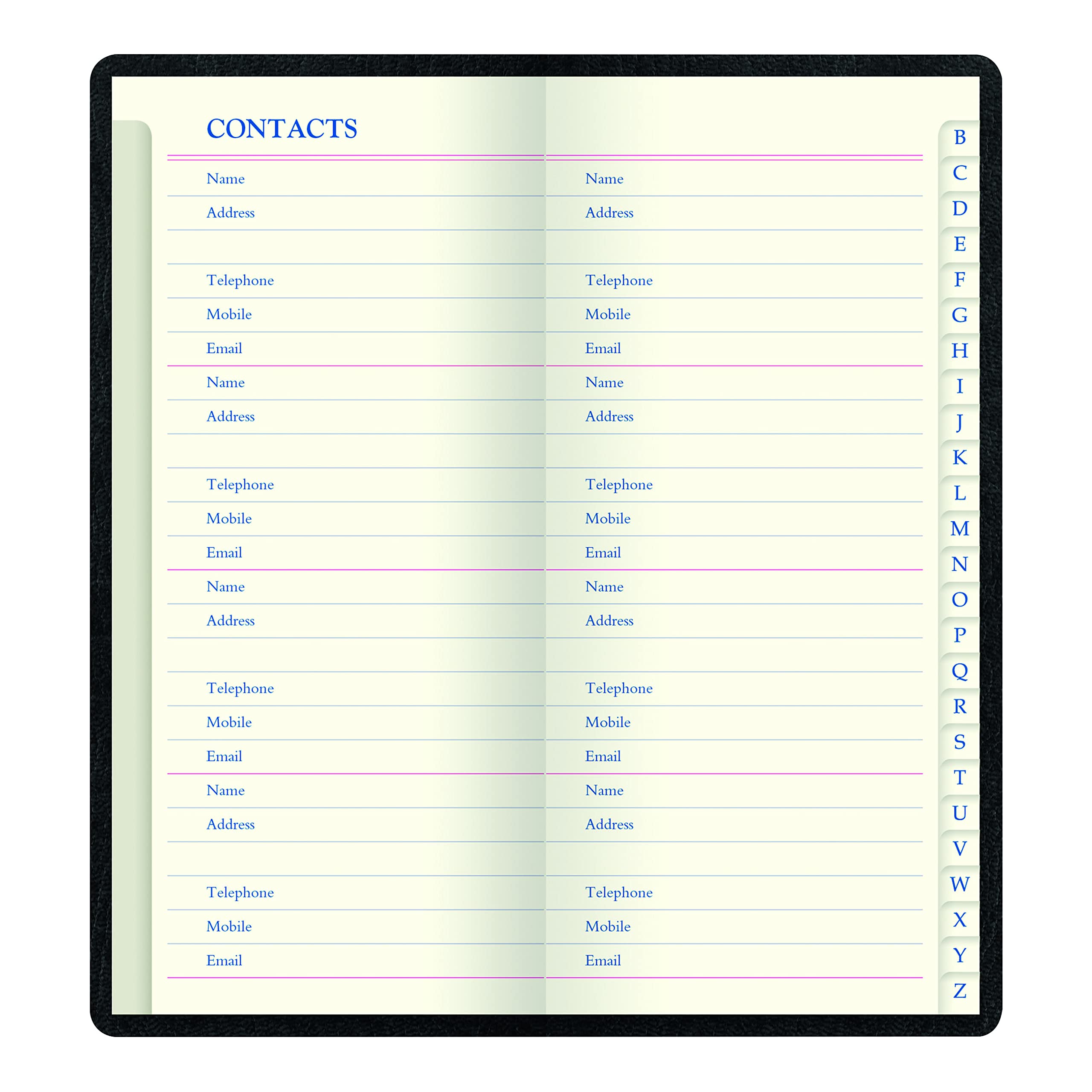 LETTS Note Origins Collection Slim Pocket Size Address Book with Gold Pen, Ruled, 160 Pages, Cream Paper, 5.75" x 2.75", Black (B090028)