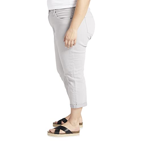 JAG Jeans Women's Plus Size Cecilia Mid Rise Capri, Grey, 24