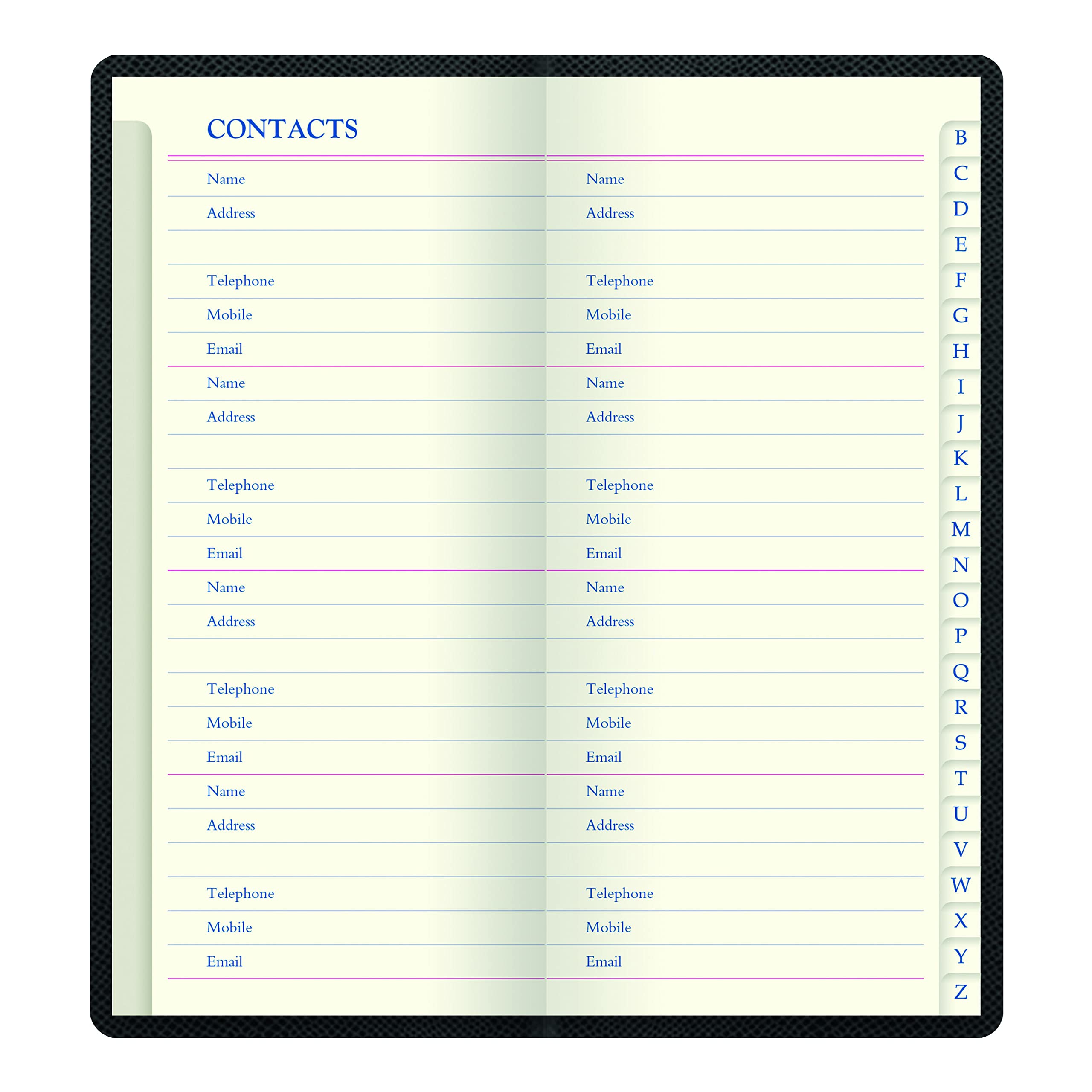 LETTS Note Origins Collection Slim Pocket Size Address Book with Gold Pen, Ruled, 160 Pages, Cream Paper, 5.75" x 2.75", Black (B090028)