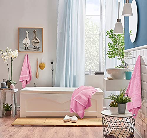 Simpli-Magic Bath Towels Set, 2 Bath Towels, 2 Hand Towels, and 6 Washcloths (10 Piece Set), Ring Spun Cotton Highly Absorbent Towels for Bathroom, Shower Towel (Pink)