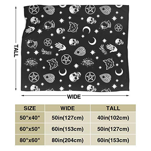 MSGUIDE Moon Gothic Pattern Throw Blanket for Couch Cozy Flannel Bed Blanket Soft Lightweight Warm Decorative Blanket for Sofa, Travel - All Seasons Suitable for Girls Boys Women Men