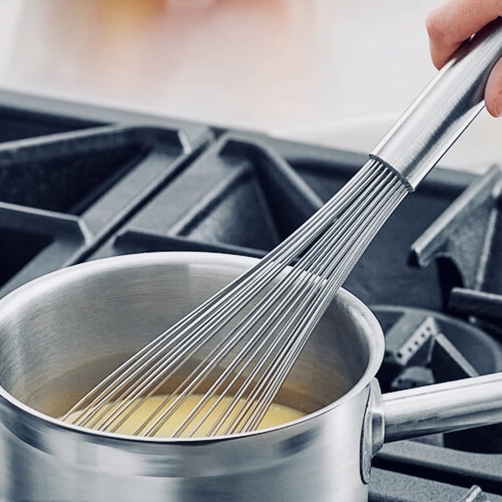 14" Stainless Steel Piano Whip / Whisk, Piano Wire Whip, Handheld Whisk for Blending, Whisking, Beating, Stirring and Mixing by Tezzorio