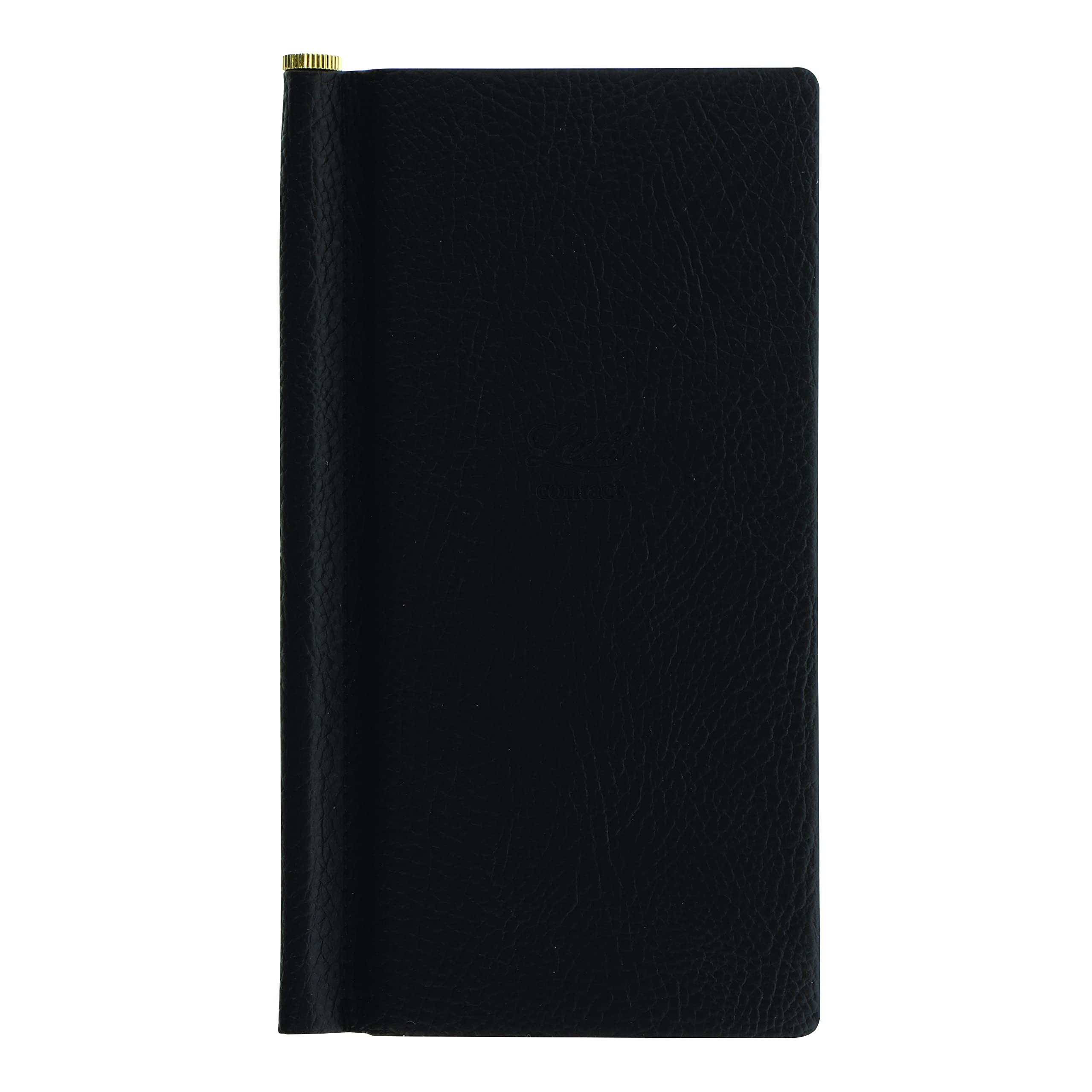 LETTS Note Origins Collection Slim Pocket Size Address Book with Gold Pen, Ruled, 160 Pages, Cream Paper, 5.75" x 2.75", Black (B090028)