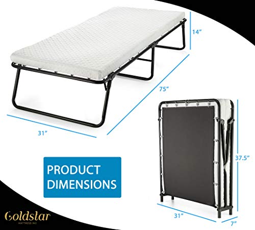 Guest Folding Bed Cot - with Memory Foam Mattress Compact, Portable & Lightweight Folding Bed Frame with Thick Memory Foam Mattress for Spare Bedroom & Office (31 inch)