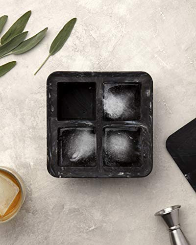 W&P Peak Silicone Extra Large Cube Ice Tray w/ Protective Lid | Charcoal | Easy to Remove Ice Cubes | Food Grade Premium Silicone | Dishwasher Safe, BPA Free