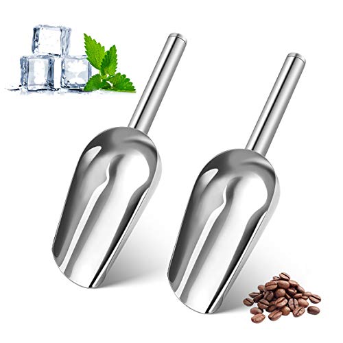 AIEVE Ice Scoop, 2 Pack Ice Scoop for Ice Maker, Metal Ice Scoop for Freezer Counter Top Ice Machine Maker Shovel Popcorn Scoop Kitchen Ice Scooper Ice Bucket Scoop for Kitchen Bar Wedding Party
