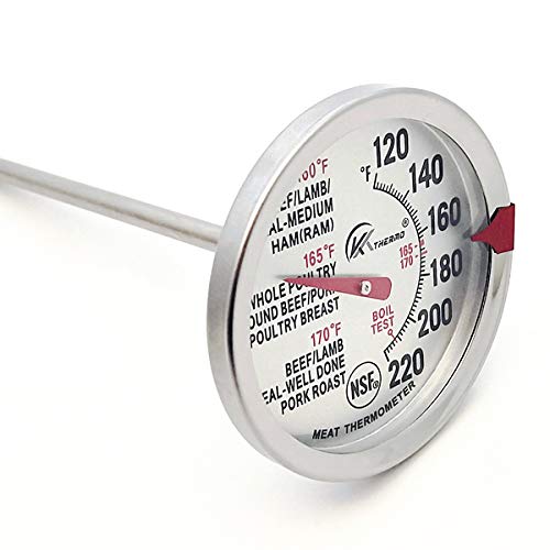 Digital Instant Read Meat Thermometer, Thermometer Cooking, Kitchen Food Thermometer with 4.6" Long Probes, 2.5” Waterproof Digital Grill Thermometer for Cooking, Beef, BBQ, Baking, Silver