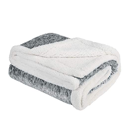 Catalonia Grey Sherpa Throw Blanket, Super Soft Fluffy Fuzzy Comfy Velvet Plush Fleece TV Blankets and Throws for Sofa Couch Bed for Adults Child, 50"x60", Melange