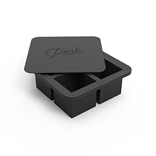 W&P Peak Silicone Extra Large Cube Ice Tray w/ Protective Lid | Charcoal | Easy to Remove Ice Cubes | Food Grade Premium Silicone | Dishwasher Safe, BPA Free