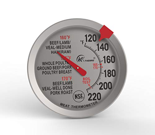 Digital Instant Read Meat Thermometer, Thermometer Cooking, Kitchen Food Thermometer with 4.6" Long Probes, 2.5” Waterproof Digital Grill Thermometer for Cooking, Beef, BBQ, Baking, Silver