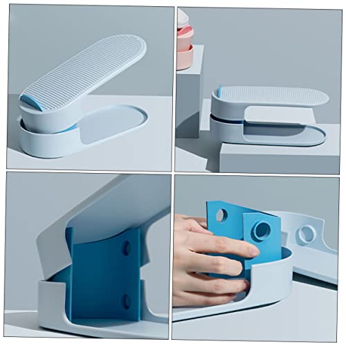 Levemolo Double Deck Holder Units Slots Easy Storage Adjustable Organizer Low Blue Stacker High Sneakers Clo Hanger Saving Free Space Organizers Organization for Heels Shoes Shoe Layer