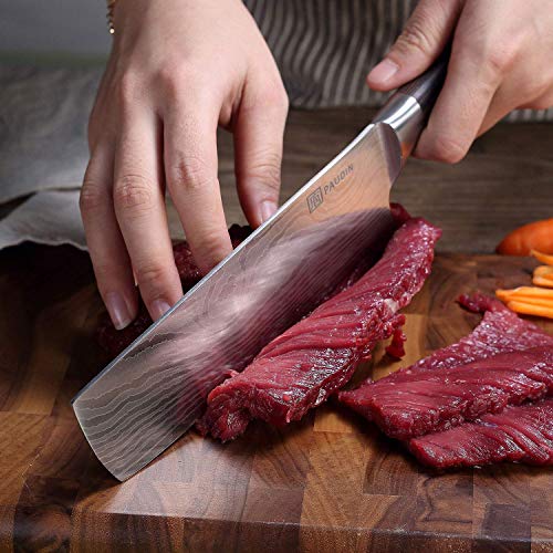 PAUDIN Nakiri Knife Razor Sharp Meat Cleaver 7 inch High Carbon Stainless Steel Vegetable Kitchen Knife, Multipurpose Asian Chef Knife for Home and Kitchen with Ergonomic Handle