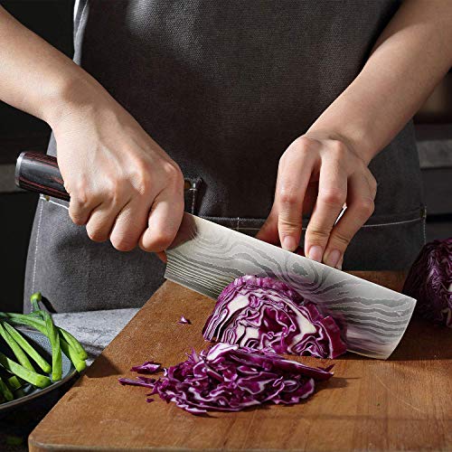 PAUDIN Nakiri Knife Razor Sharp Meat Cleaver 7 inch High Carbon Stainless Steel Vegetable Kitchen Knife, Multipurpose Asian Chef Knife for Home and Kitchen with Ergonomic Handle