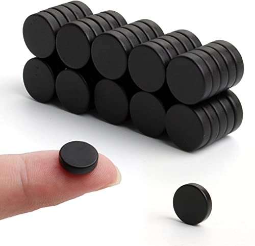 30 Pcs 10 x 2.6 mm Black Small Tiny Magnets | Refrigerator Magnets Round Brushed Nickel Style for Fridge,Office,Dry Erase Board,Whiteboard,Map,Magnetic Pins | Rare Earth Magnets