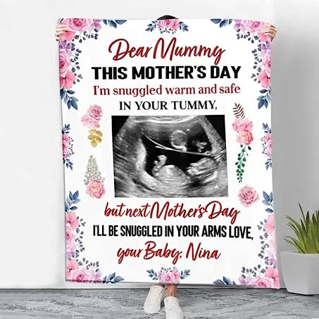 Duda Personalized Ultrasound Sonogram Photo Blanket 1st Motherās Day Blanket Gifst for Mom Mommy to be Blanket Happy First Mothers Day Fleece Blanket Sherpa Blanket