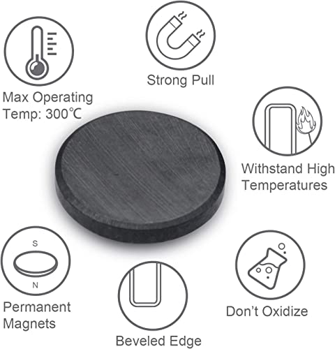 30 Pcs 10 x 2.6 mm Black Small Tiny Magnets | Refrigerator Magnets Round Brushed Nickel Style for Fridge,Office,Dry Erase Board,Whiteboard,Map,Magnetic Pins | Rare Earth Magnets