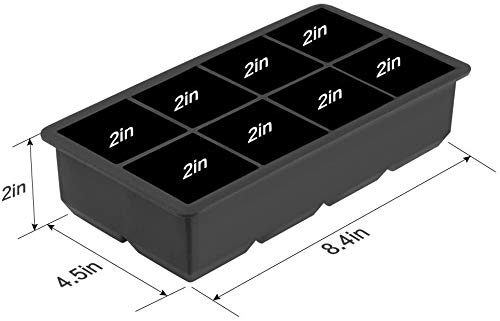Ticent Large Ice-Cube-Tray Silicone Ice-Cube-Mold 2-Inch Ice Cubes for Whiskey and Cocktail, Pack of 2