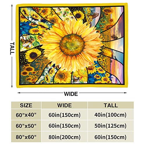 Sunflower Blanket Super Soft Flannel Throw Blanket Lightweight Fluffy Plush Fuzzy Cozy Soft Sofa Bed Blanket for Bedding Sofa and Travel 50"X60"