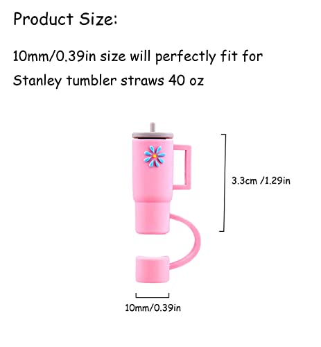 10mm Straw Cover, 2pcs Straw Covers Cap for Stanley Cup 40 oz Food Grade Silicone Cute Large Straw Topper Straw Tips Cover Protector Plugs for Stanley Tumblers Cup for Stanley Cup AccessoriesÂ