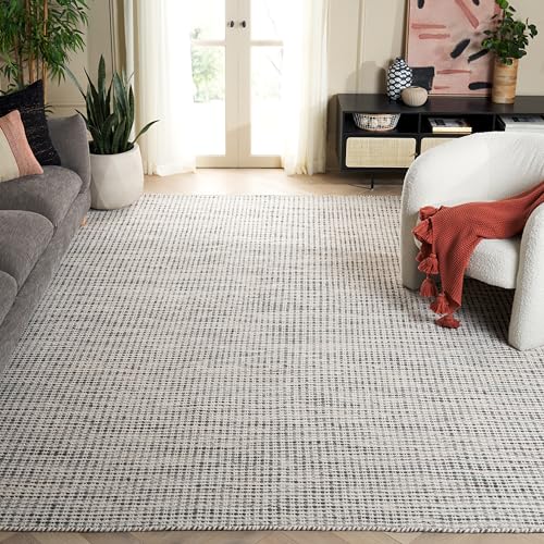 SAFAVIEH Vermont Collection Area Rug - 8' x 10', Grey & Ivory, Handmade Wool, Ideal for High Traffic Areas in Living Room, Bedroom (VRM806F)