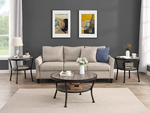 O&K FURNITURE Round End Table, Side Table for Living Room,Small Round Accent Table, Grey