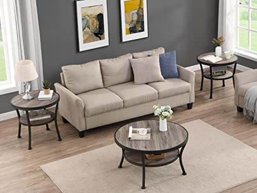 O&K FURNITURE Round End Table, Side Table for Living Room,Small Round Accent Table, Grey