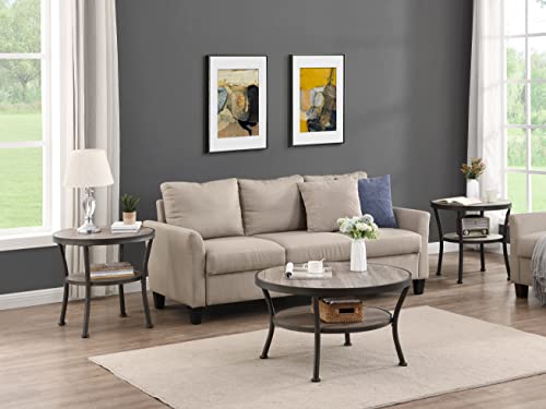 O&K FURNITURE Round End Table, Side Table for Living Room,Small Round Accent Table, Grey
