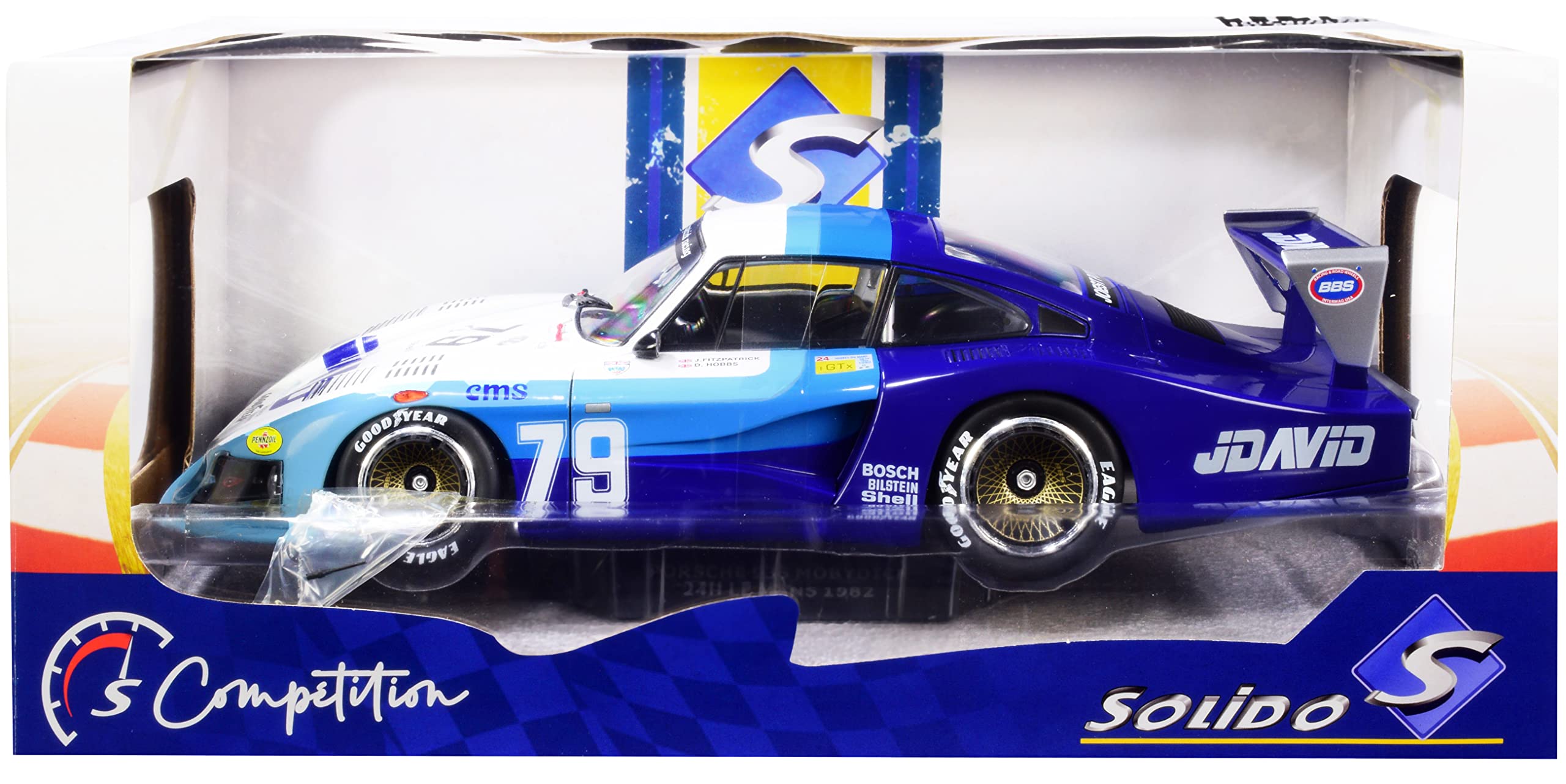 Porsche 935 Moby Dick RHD (Right Hand Drive) #79 John Fitzpatrick - David Hobbs 24H of Le Mans (1982) Competition Series 1/18 Diecast Model Car by Solido"""