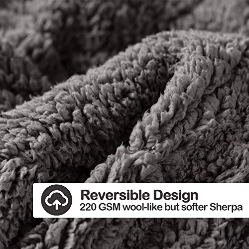 Uttermara Weighted Blanket Queen Size 15lbs 60x80 inches, Sherpa Weighted Blankets with Soft Plush Fleece, Cozy Warm Sherpa Snuggle Thick Heavy Blanket Great for Sleep and Calming, Grey