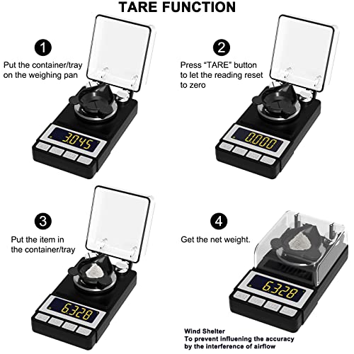 Milligram Scale 50g / 0.001g, Reloading Scale with 2X 20g Calibration Weight, High Precision Jewelry Scale with Large LCD Display, MG Scale for Gold Medicine Powder, Battery Included
