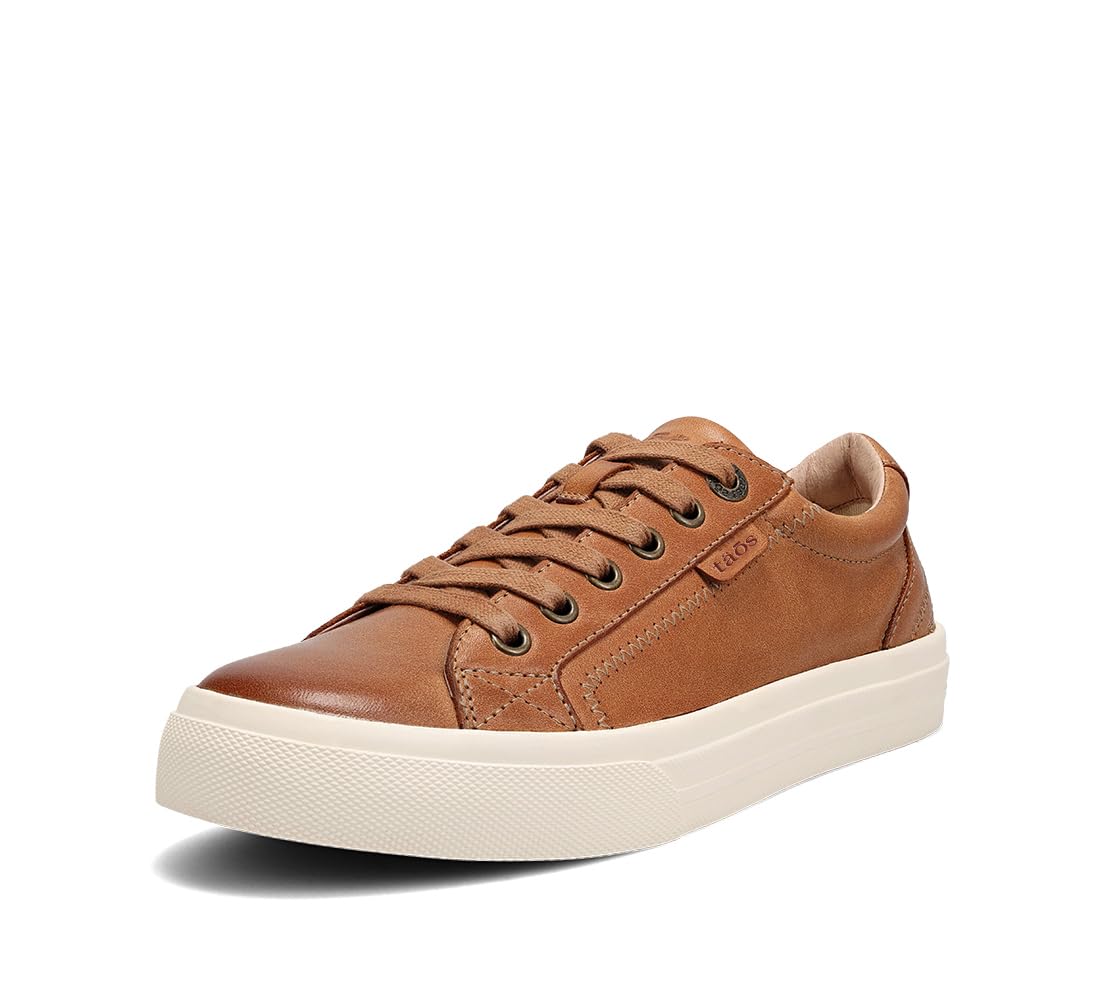 Taos Plim Soul Lux Women's Sneaker - Soft Premium Leather Lace Up Sneakers with All Day Walking Comfort and Support Caramel 7 (M) US