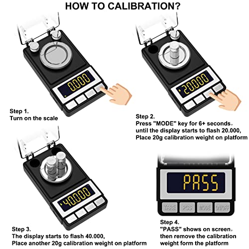 Milligram Scale 50g / 0.001g, Reloading Scale with 2X 20g Calibration Weight, High Precision Jewelry Scale with Large LCD Display, MG Scale for Gold Medicine Powder, Battery Included