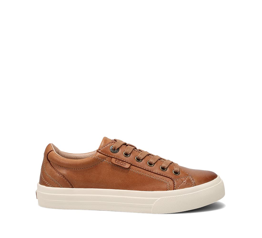 Taos Plim Soul Lux Women's Sneaker - Soft Premium Leather Lace Up Sneakers with All Day Walking Comfort and Support Caramel 7 (M) US