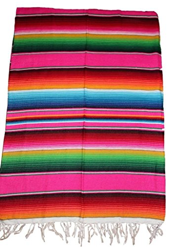 Party Sarape Mexican Serape Saltillo Blanket (X-large, Pink) Heavy Authentic Throw 58" X 78" Top Quality000203