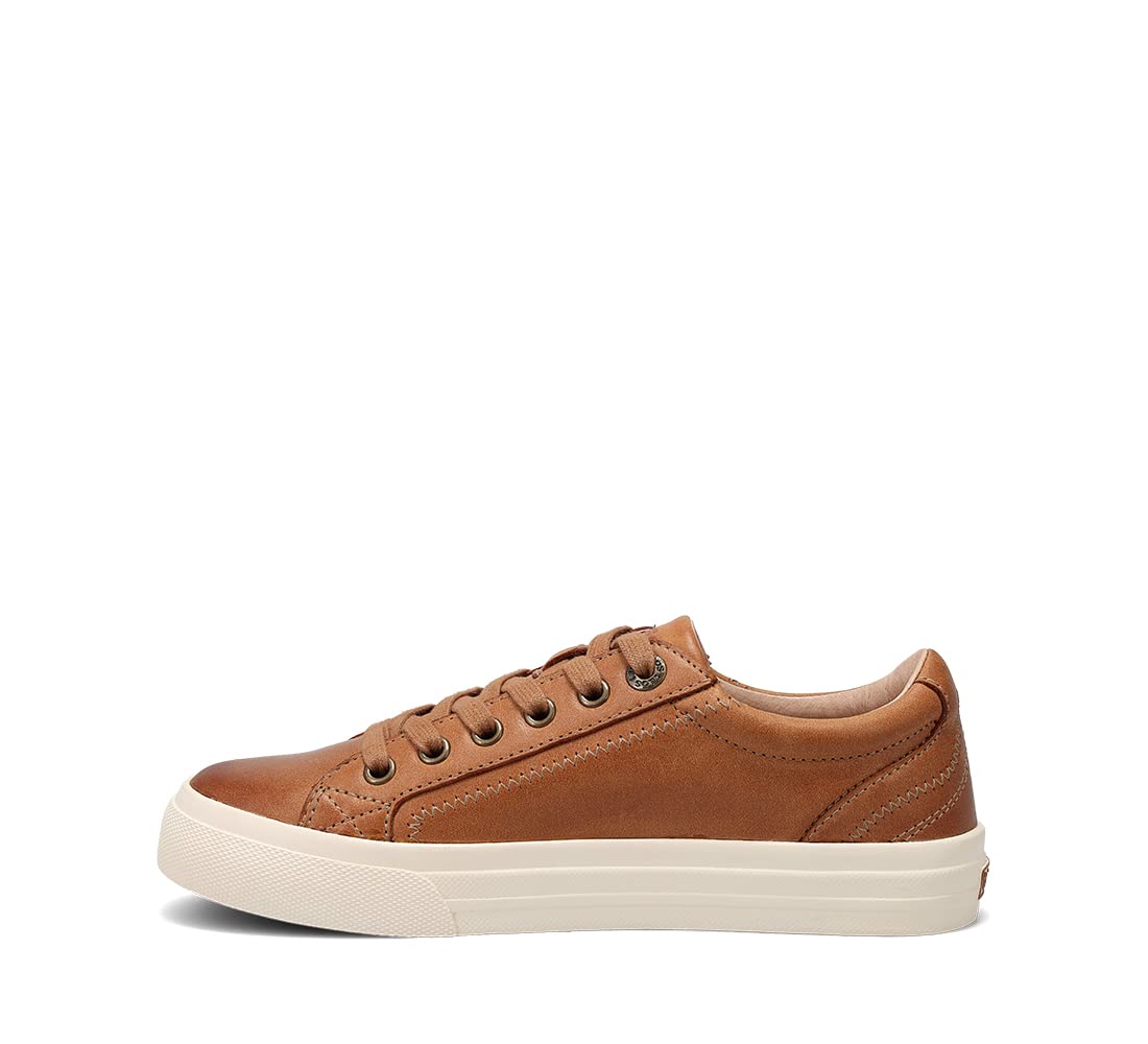 Taos Plim Soul Lux Women's Sneaker - Soft Premium Leather Lace Up Sneakers with All Day Walking Comfort and Support Caramel 7 (M) US